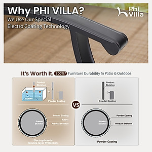 PHI VILLA Outdoor Patio Swivel Bar Stools Set of 4 with Backrest, Bar Height Patio Bar Stools & Chairs with Armrest,Padded Brown Textilene