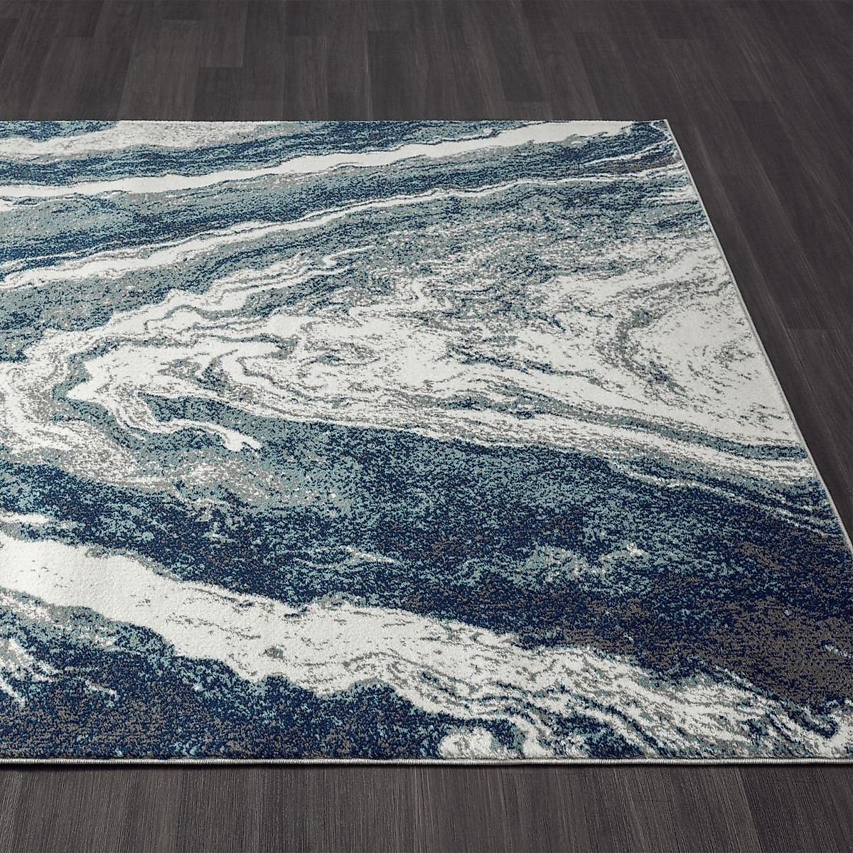 LUXE WEAVERS Abstract Wavy Marble Swirl Gray 8x10 Area Rug