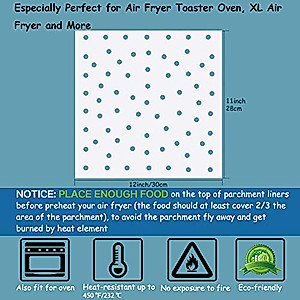 BYKITCHEN Air Fryer Oven Liners, 11x12 inches, Nonstick Air Fryer Parchment Paper for Ninja Foodi Air Fryer Toaster Ovens, XL Air Fryer, Dehydrator, Steaming Basket and More (Set of 100)