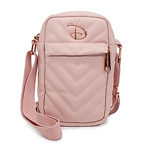 Disney Bag, Cross Body, Signature D Logo, Rose Gold, Chevron Zig Zag Stitch, Pink, Vegan Leather