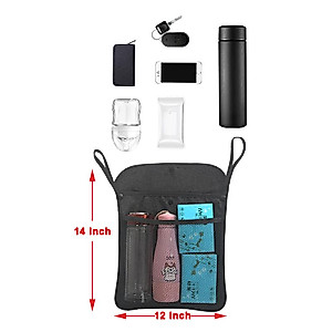 Stroller Bag Organizer Black with two Storage Pockets front mesh pocket for bottles nappy baby cloth