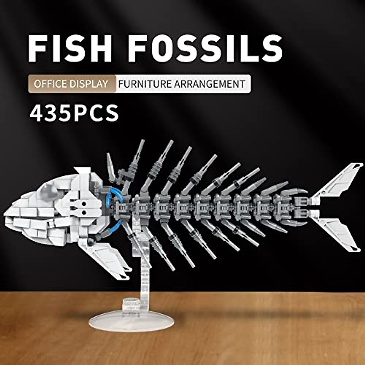 ZYLEGEN Fish Fossil Building Block Kit,Fish Skeleton Model Bricks Kit Decoration,Cool Ideas Gift Toy Set for Deap Sea Fish Fans,Decorative Fish Bone Model for Office,Living Room,Shelf,Home Decor
