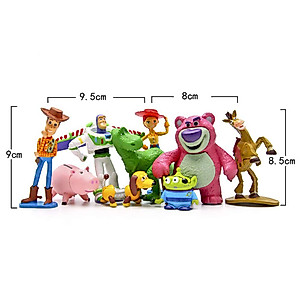 Pantyshka Story Cake Toppers – Pack of 9 Figurines – Premium Quality Birthday Party Favors Including Woody, Buzz Lightyear, Jessie, Lotso, Bullseye, Rex, Alien, Slinky, Hamm