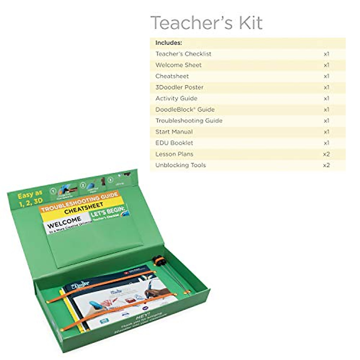 3Doodler EDU Start Learning Pack, Full Set (2019 Version), with X12 3D Printing Pen + X1200 Strands of Plastic Filament + Class Activity Plans