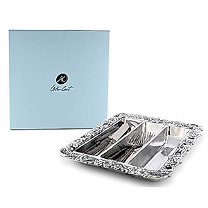 Arthur Court Designs Aluminum Metal Grape Flatware Caddy Silverware Utensil Holder Organizer 13 inch x 11 inch
