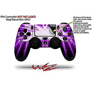 WraptorSkinz Skin Compatible with Sony PS4 Dualshock Controller PlayStation 4 Original Slim and Pro Lightning Purple (Controller NOT Included)