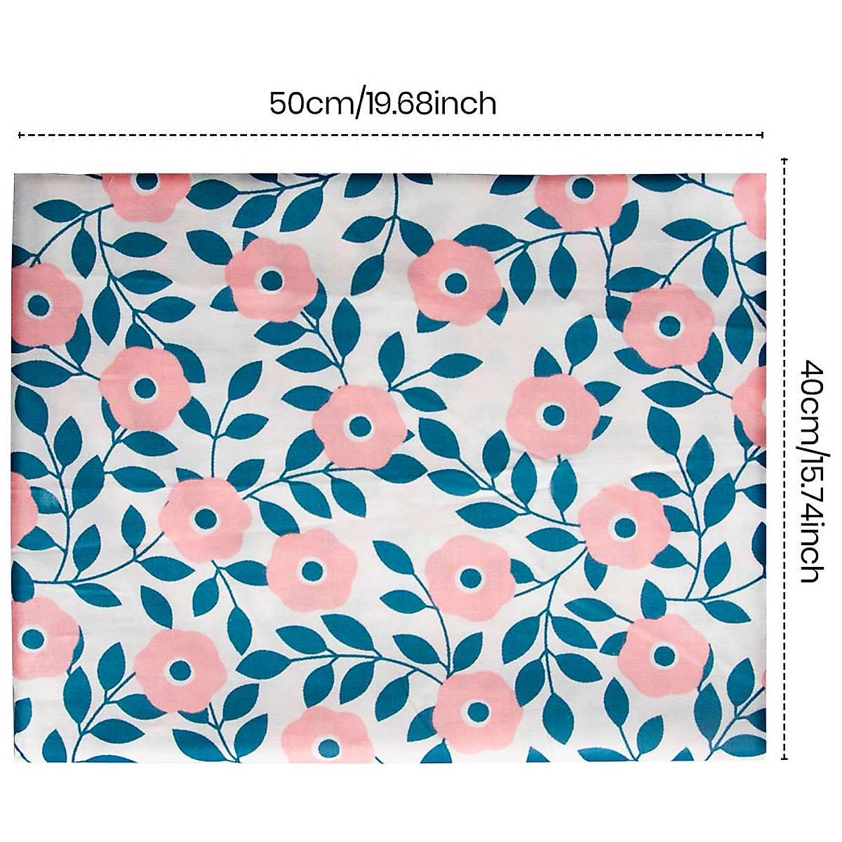 Lorvain 7PCS Pink Fat Quarters Fabric Bundles, Cotton Print Fabric with Green Leaf Red Fruit Gypsophila Strawberry White Flower for DIY Sewing Patterns Craft（19.6" x 15.7", Pink）