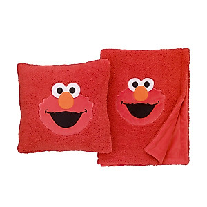 Sesame Street Elmo Red Super Soft Sherpa Toddler Pillow with Applique, Red/Orange/White/Black