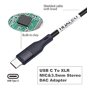 HUALEU 3.3FT USB C to XLR Female Mic Cable & 3.5mm (1/8") Female Stereo Out,XLR-to-USB C Digital Interface with Headphone Jack,for iPhone 15 Google Huawei Phone