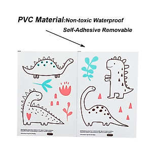 Maydahui Cute Black Dinosaur Wall Sticker Minimalist Dino Animal Plant Wall Decals(50x50 Inch) Peel & Stick Removable Decals for Girls Boys Bedroom Playroom Nursery Décor