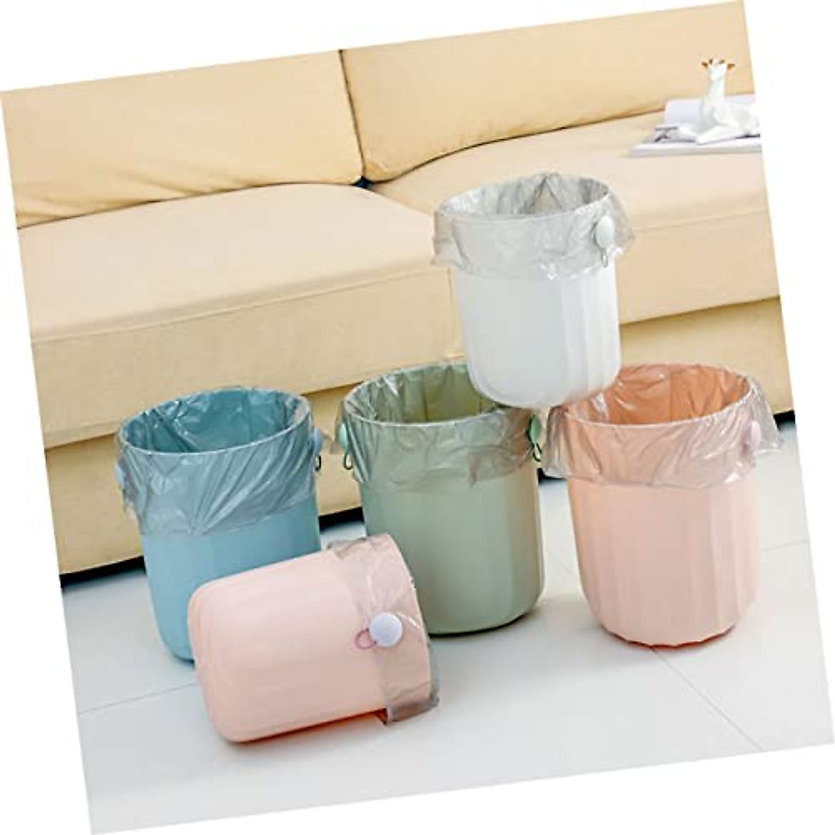 Levemolo 4pcs Bin Band Bathroom Anti-Drop Anti- Buckles Slip Clips Magnetic Can Adjustable Kitchen Grocery Buckle Fixation Blue Rubbish Bag Fasten for Holder Clamp Waste Creative Clip