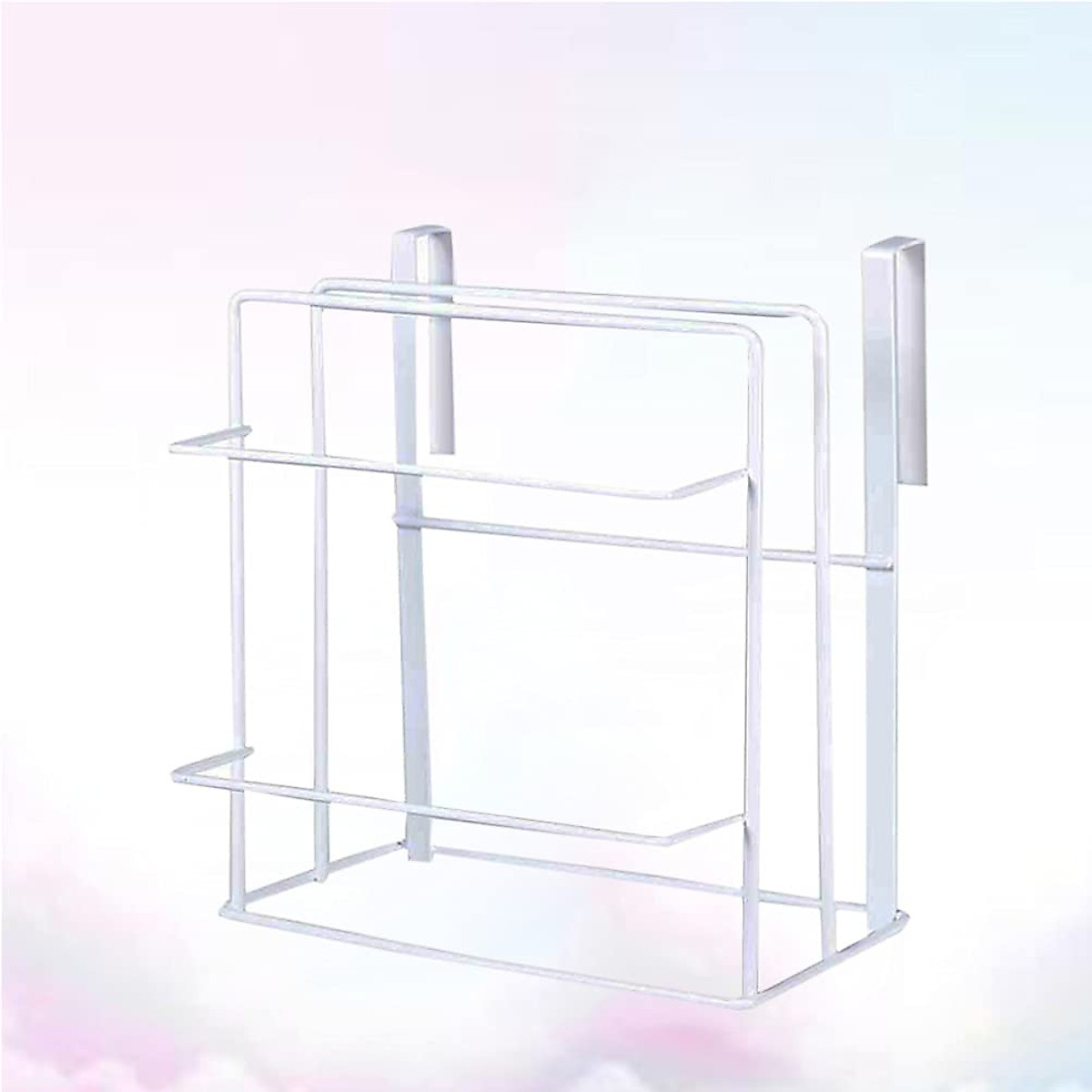 VOSAREA Kitchen Cutting Board Rack Punch Free Double Deck Chopping Board Organizer Towel Holder with Drip Tray Iron Baking Pan Dishcloth Rack White