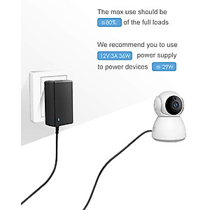 ALITOVE 12V 3A Power Supply Adapter 100~240V AC to DC 12 Volt 3 Amp 36W Converter 12 vdc 3000mA 2.2A 2.4A 2.5A 2.8A Available 5.5mm x 2.5mm 2.1mm for LED Strip Light CCTV Security Camera Router