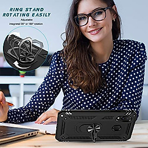 MERRO Galaxy A20 Case with Screen Protector,Galaxy A30 Cover Pass 16ft Drop Test Military Grade Shockproof Protective Phone Case with Magnetic Kickstand for Samsung Galaxy A20/A30 Black