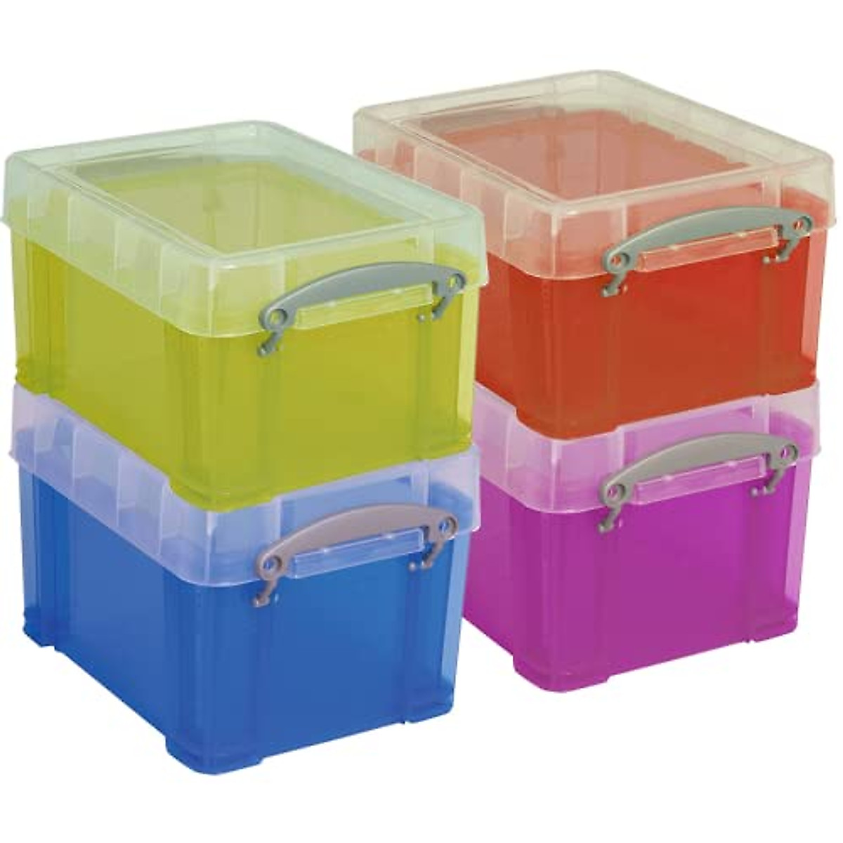 1InTheOffice Stackable Mini Storage Bins — Clear & Colorful Organizer