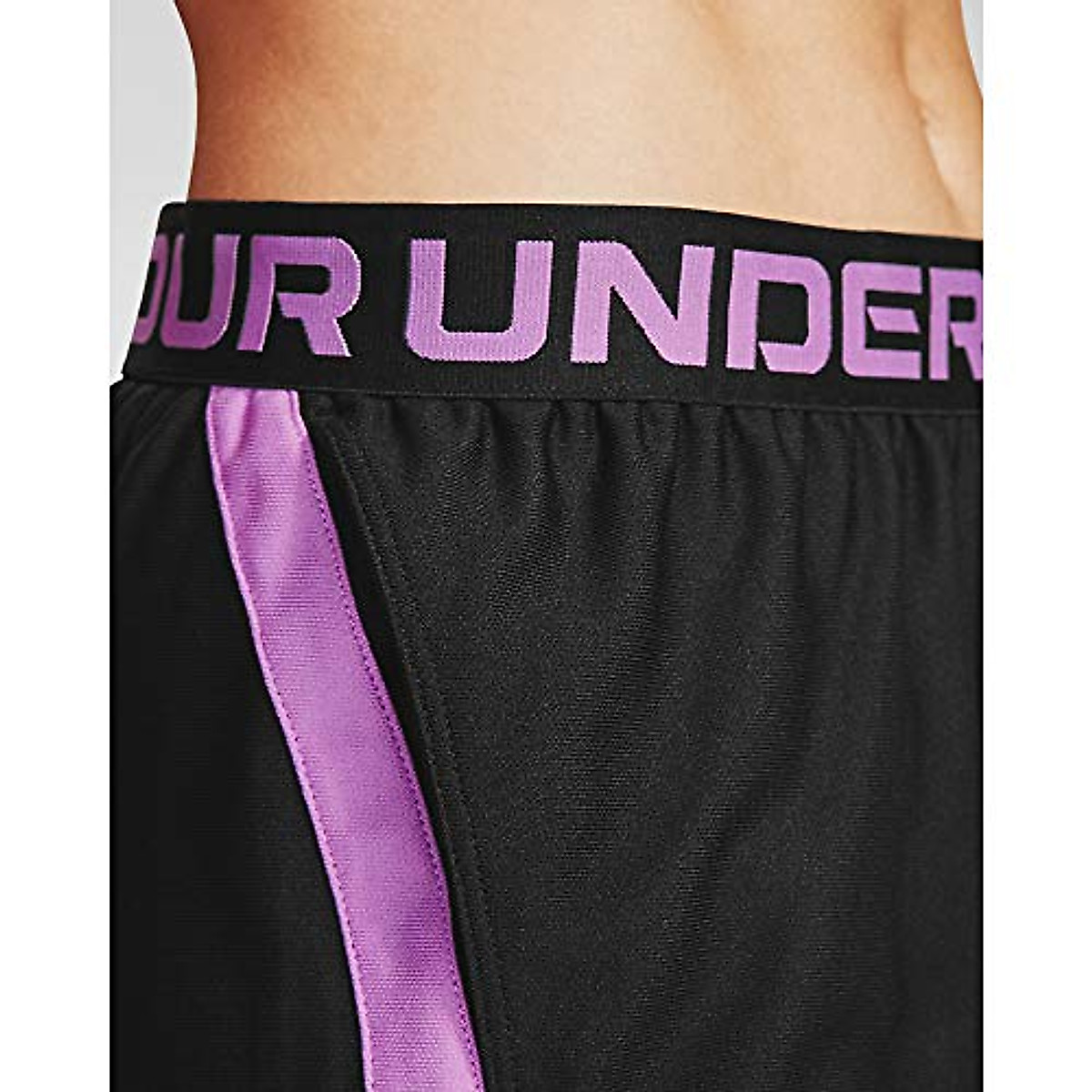 Under Armour Play Up Slit Cb Shorts, Black (001)/Exotic Bloom, Small