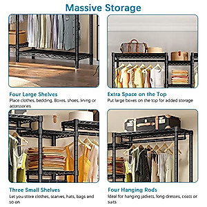 VIPEK V6 Wire Garment Rack Heavy Duty Clothes Rack for Hanging Clothes, Metal Freestanding Closet Wardrobe Rack, 71.2" L x 14.6" W x 76.8" H, Max Load 660lbs, Medium Size (Black)