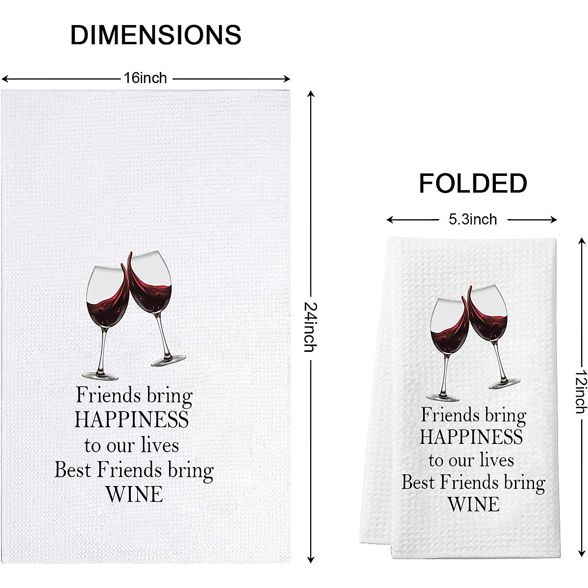 Funny Wine Friend Gift Best Friends Bring Wine Kitchen Towel Dish Towel (Friends Bring Wine Towel)