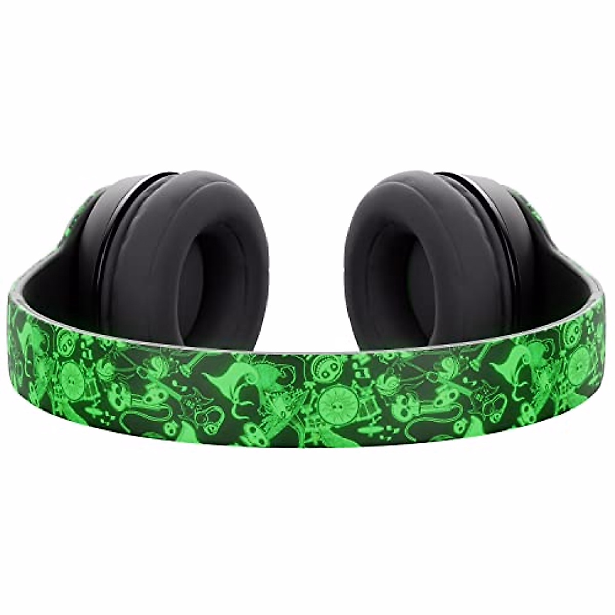 Disney Nightmare Before Christmas Glow in The Dark Bluetooth Headphones Over Ear, Wireless and Wired Foldable Headset Built-in Microphone - Tim Burton Jack Skellington & Sally - Adults Kids