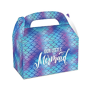 NA 12 PCS Memaid Party Favors Boxes Mermaid Birthday Party Decorations Under The Sea Theme Candy Goodie Boxes for Girl's Birthday Party Baby Shower Decoration