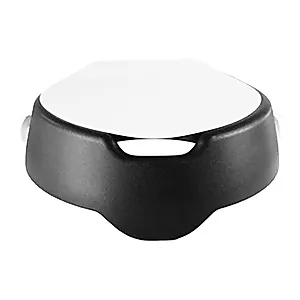 KMINA - Toilet Seat Risers for Seniors 4 inch, Soft Raised Toilet Seat with Lid, Handicap Toilet Seat Riser, Soft Elevated Toilet Seat for Elderly, Black High Toilet Seat for Seniors