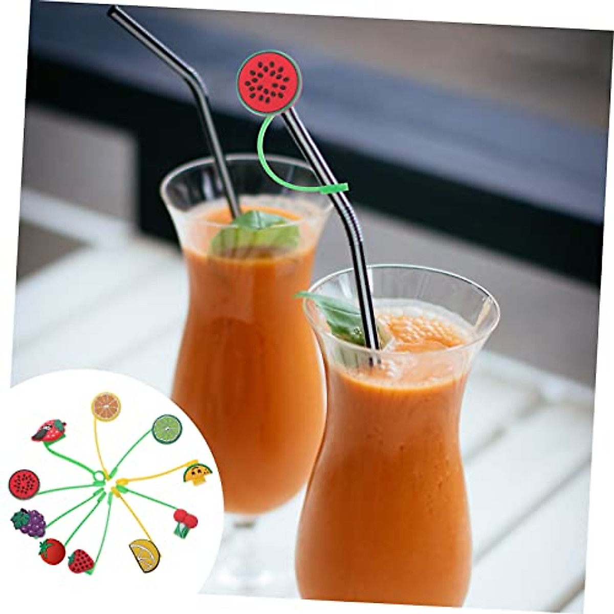 VALICLUD 10pcs Fruit Straw Cap Straw Accessories Straw Toppers for Tumblers Straw Mouth Tips Reusable Straw Tips Covers Juice Hat Straws for Kids Straw Covers Cap Cartoon Child Drinks Pvc
