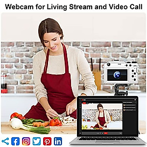 BooHAN Digital Camera,UHD 4K&48MP Video Camera for Photography,Vlogging Youtube,Auto-Focus,18X Zoom,Dual Cameras, Multi-Filters,Travel Portable Beginners,Adults,Teens,Kids-White,(X9)