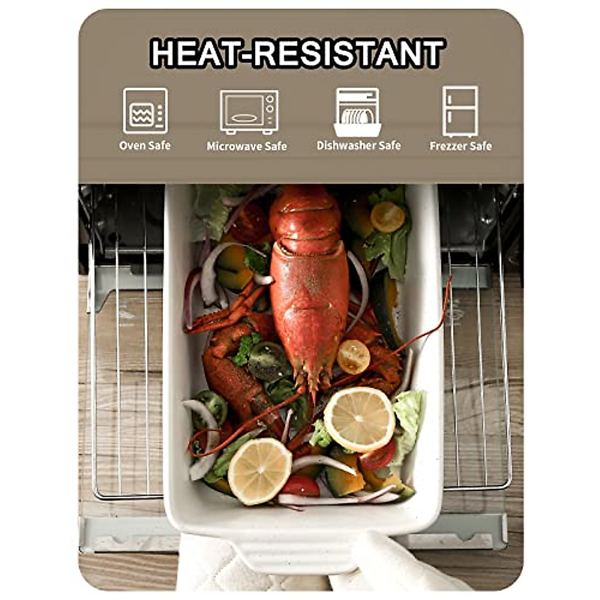 YMASINS Casserole Dishes for Oven, Ceramic Baking Dish Set of 3 Deep Lasagna Pans Large Ceramic Baking Pan with Handles from Oven to Table Rectangular Casserole Dish Set Easy to Clean, White