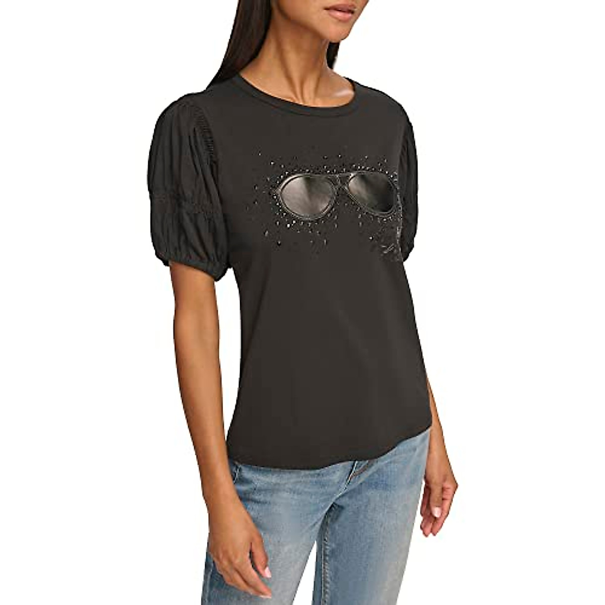 Karl Lagerfeld Paris Women's Casual Sunglass Top Logo, Black