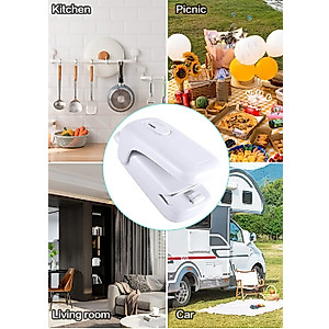 NOBVEQ Mini Bag Sealer, Handheld Heat Vacuum Sealer, Cutter with Lanyard and 2 in 1 Heat Sealer , Portable Bag Resealer Machine for Plastic Bags Food Storage Snacks Freshness