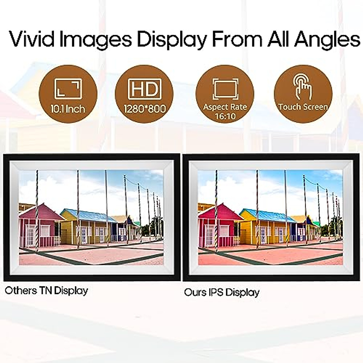 WDYQJE Digital Picture Frame WiFi 10.1 Inch, IPS Touch Screen Smart Cloud Electronic Picture Frame with 64GB Large Storage for Smoother Media Playback, Easy Setup to Share Photos/Videos via Frameo APP