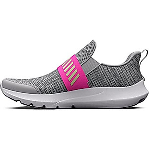 Under Armour Girls' Pre School Surge 3 Slip On, (100) Halo Gray/Rebel Pink/Fade, 2, US