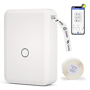 SUNTHIN Portable Bluetooth Label Maker - Inkless, Smart, and Rechargeable - Create Stickers with Multiple Templates, Fonts, and Icons - Ideal for Office and Home Use! (Portable, White)