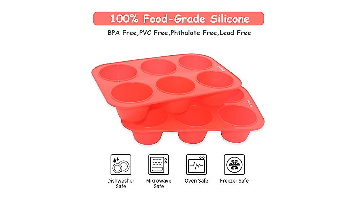 Bongpuda Jumbo Silicone Muffin Pan 2 Pack - Non-Stick & Food Grade