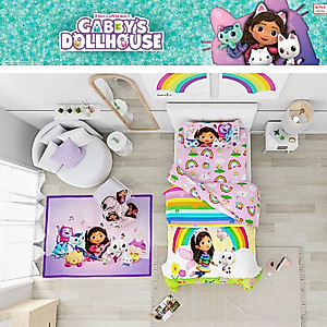 Franco DreamWorks Gabby's Dollhouse Cakey, Mercat and Pandy Kids Bedding Super Soft Comforter and Sheet Set, 4 Piece Twin Size, (Official Licensed Product)