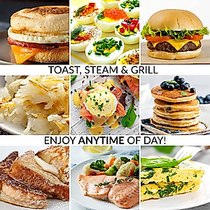 MONIK Classic Retro 3 in 1 Breakfast Station, 2 Wide Slot Toaster with Adjustable Bake Controls, 6 Capacity Egg Boiler