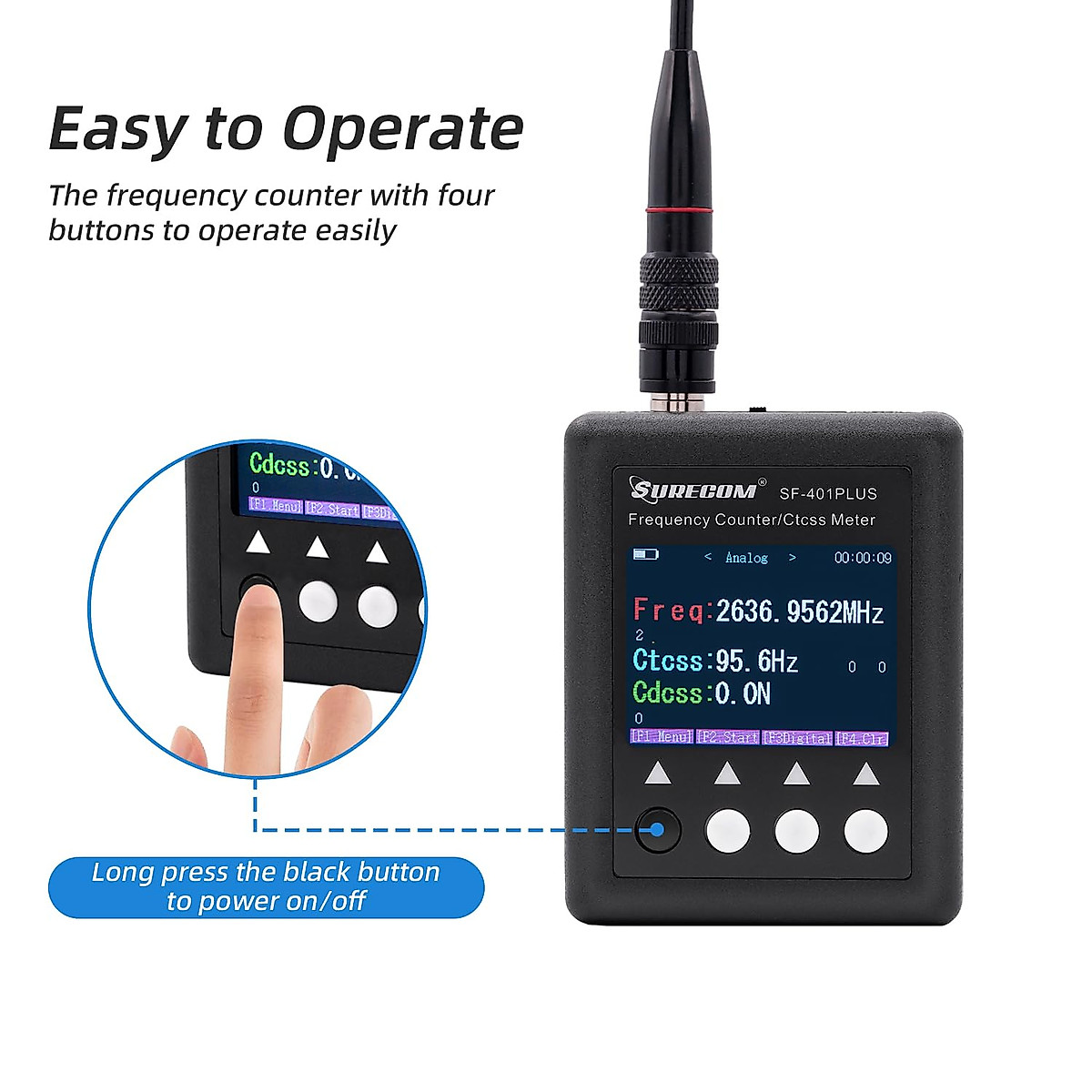 Mcbazel Surecom SF401 Plus 27Mhz-3000Mhz Radio Portable Frequency Counter Meter with CTCCSS DCS Decoder