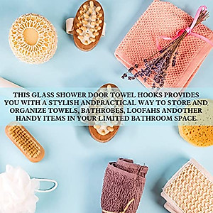 KHWYZH Shower Door Hooks, Towel Hooks for Bathrooms Frameless Glass (3-Pack), Shower Hooks for Loofah, Shower Squeegee Hooks, Black