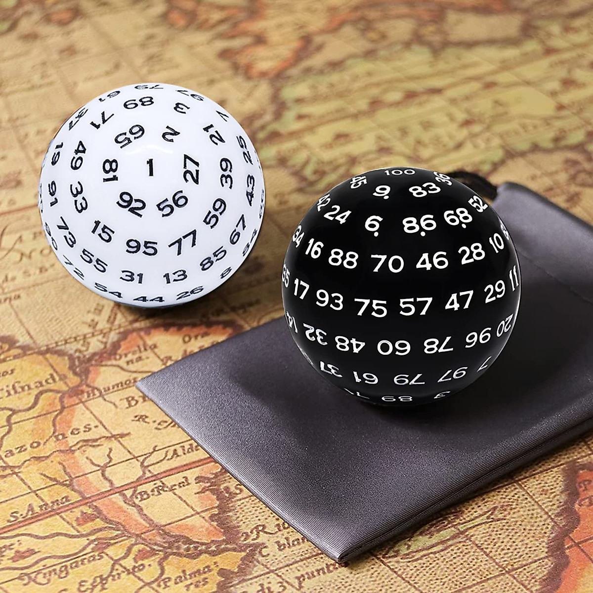 2Pcs DND D100 Dice Black and White 100 Sided Polyhedral Game Dice Set