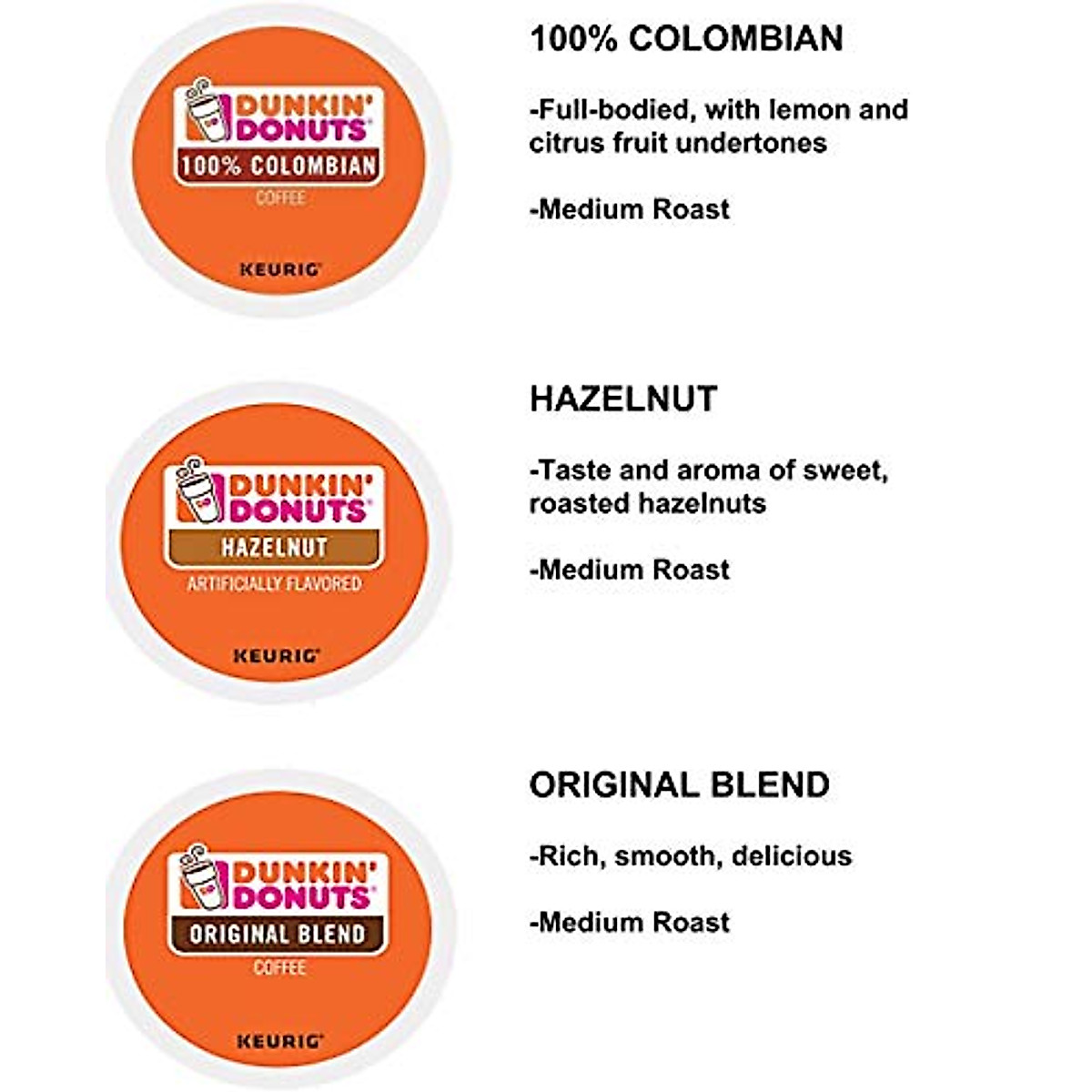 Variety pack of Dunkin Donuts Coffee K Cups for All Keurig K Cup Brewers - (6 flavors, NO DECAF, 4 K cups each flavor, Total of 24)