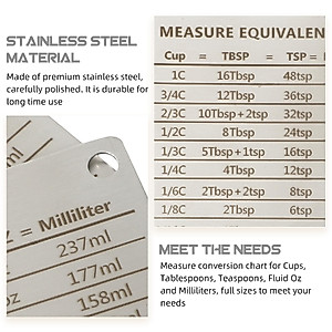Cabilock Measurement Conversion Chart Refrigerator Magnet in Stainless Steel Conversions for Cups Tablespoons Teaspoons Fluid Oz and Milliliters 2pcs
