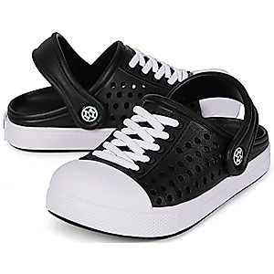 Eagsouni Little Kids Girls Garden Clogs Shoes Gardening Boys Soft Slides Sandal Summer Lightweight Outdoor Beach Pool Shower Mules Slippers Child Cute Slip On Black Size 12