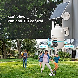 Sovmiku CQ1 AI 2K Solar Security Camera Wireless Outdoor, Battery Powered Cam, Two-Way Audio,PIR Motion Detection, Easy to Setup, Pan/Tilt 360° View,Color Night Vision,Audible Flashlight Siren,SD Slot