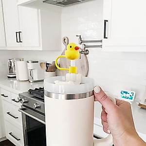 6Pcs Straw Cover Cap for Stanley Cup,Mini Duck Silicone Straw Topper 10mm 0.4in Compatible with 30&40 Oz Tumbler with Handle,Dust-Proof Reusable Straw Tips Lids