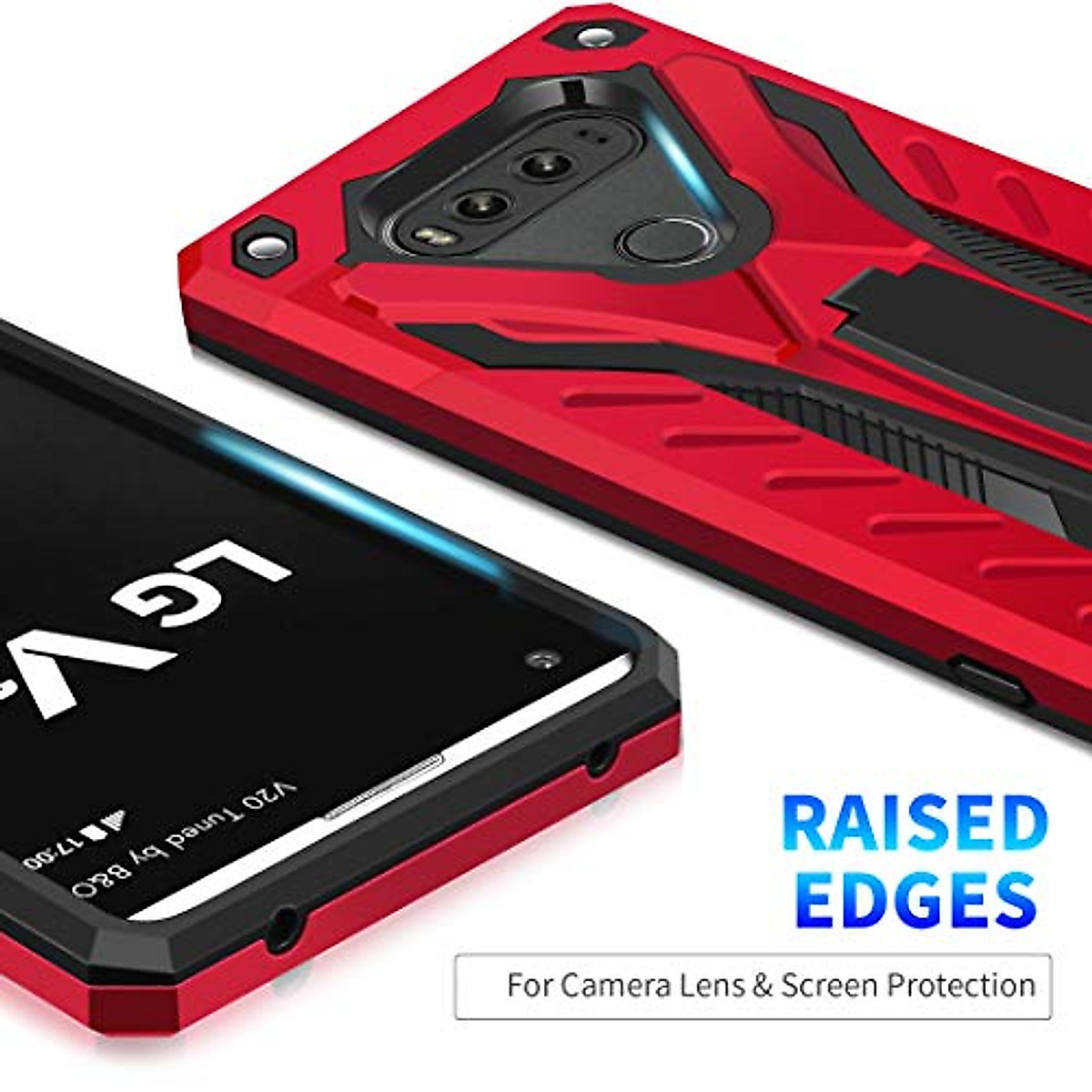 AFARER Case Compatible with LG V20 5.7 inch, Military Grade 12ft Drop Tested Protective Case with Kickstand,Military Armor Dual Layer Protective Cover - Red