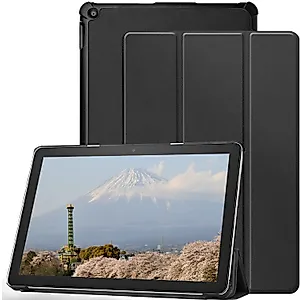Case Compatible with for Amazon fire HD 10 2021 / HD 10 Plus Tablet Cases Auto Sleep Function Slim Light-Weight PU Leather Smart Tablet Shell Cover Foldable Stand Case Fit (Black)