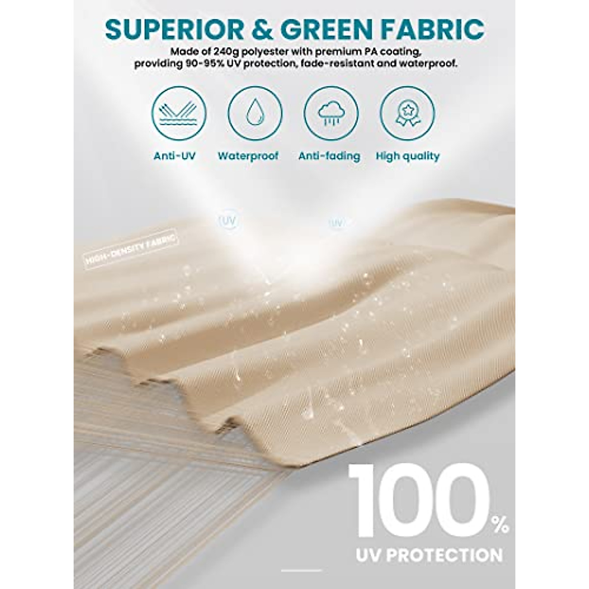 JEAREY 11FT All-Aluminum Cantilever Patio Umbrella Deluxe Large Outdoor Square Umbrella Double Top Offset Hanging Umbrella Heavy Duty Pool Umbrella with Brand Crank & 6 Gears Lift System for Deck Yard Patio Garden Lawn Market, Beige