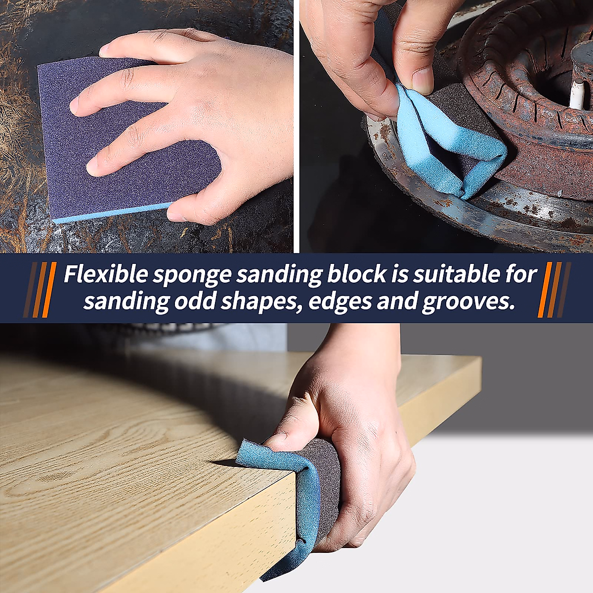 Pomsare 120pcs 3inch Sanding Discs with 2 & 3inch Backer Pads and Sanding Sponge Sander for Drill Grinder Rotary Tools Attachment with 1/4" Shanks, Sanding Pads 80-3000 Grit