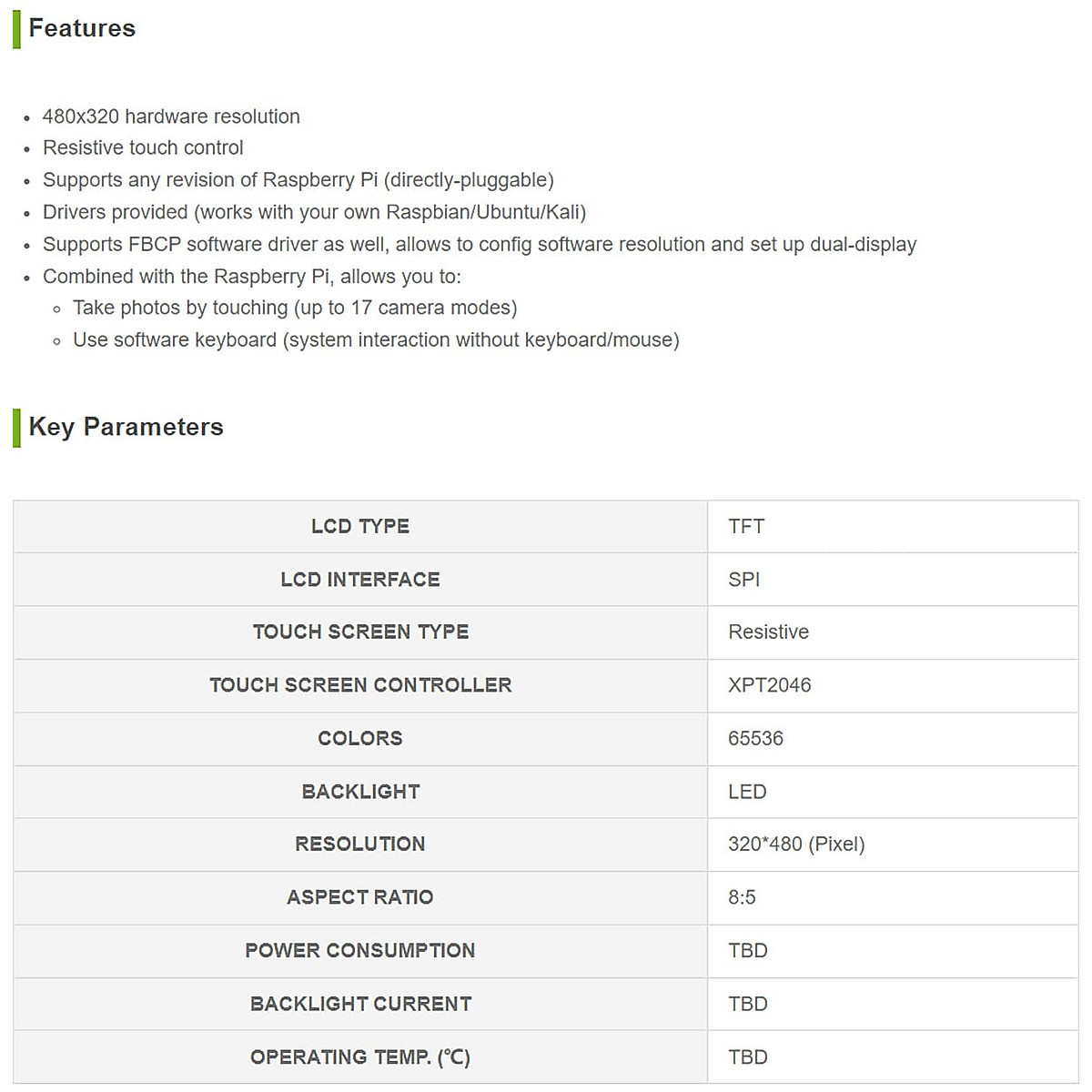 Waveshare 4inch Screen for Raspberry Pi Touch Display TFT LCD 480x320 Resolution Supports any revision of Raspberry Pi (Directly-Pluggable)