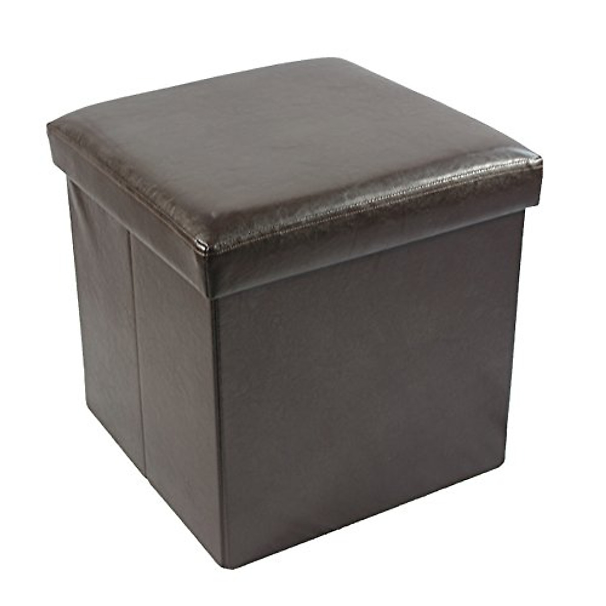 Achim Home Furnishings Collapsible Storage Ottoman - Brown Faux Leather 15x15x15